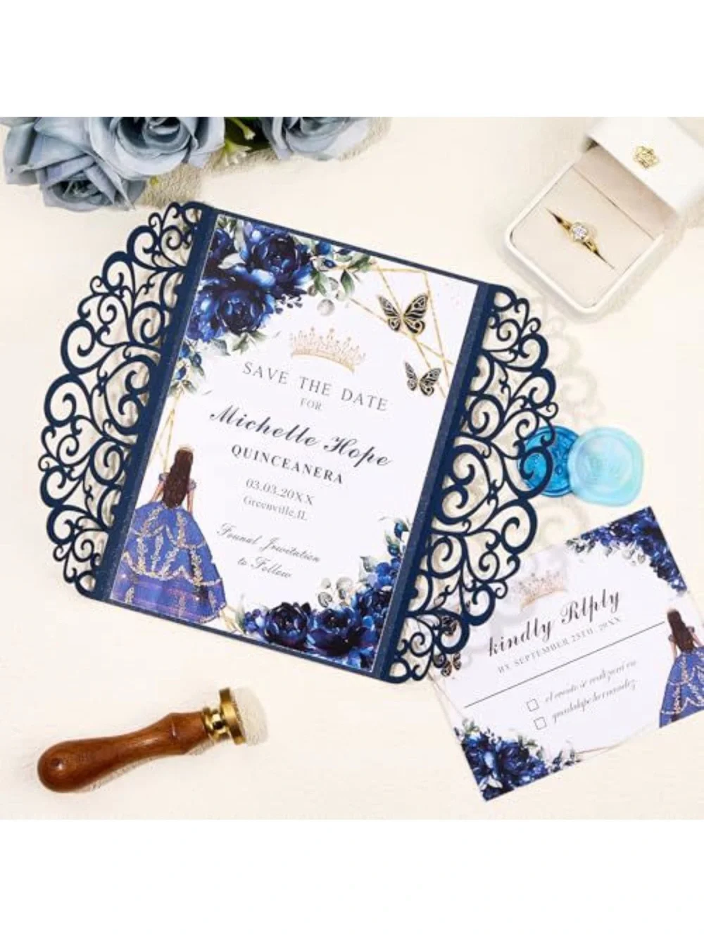 Mabbcoo | Party Supplies | Mabbcoo 5 Piece Invitations Wedding Navy ...